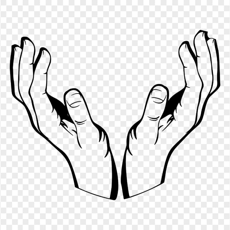 Outline Black Open Hands Receiving Transparent PNG | Citypng