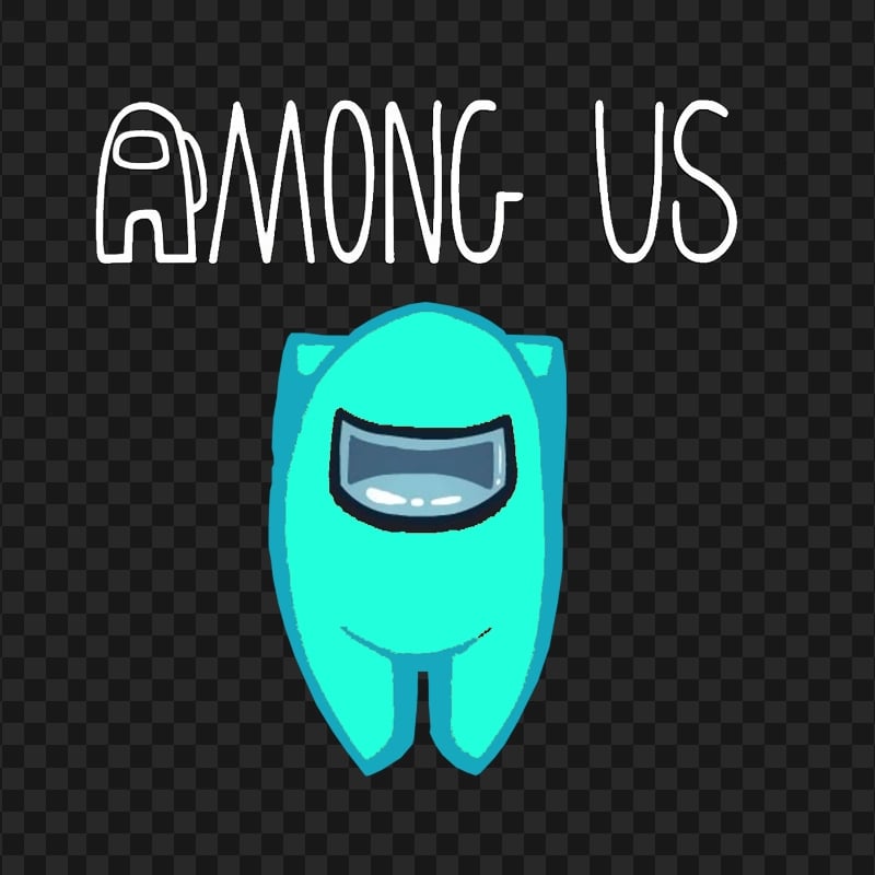 HD Cyan Light Blue Among Us Character With Logo PNG | Citypng