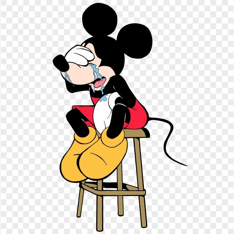HD Mickey Mouse Crying Sad Sitting On a Chair PNG | Citypng