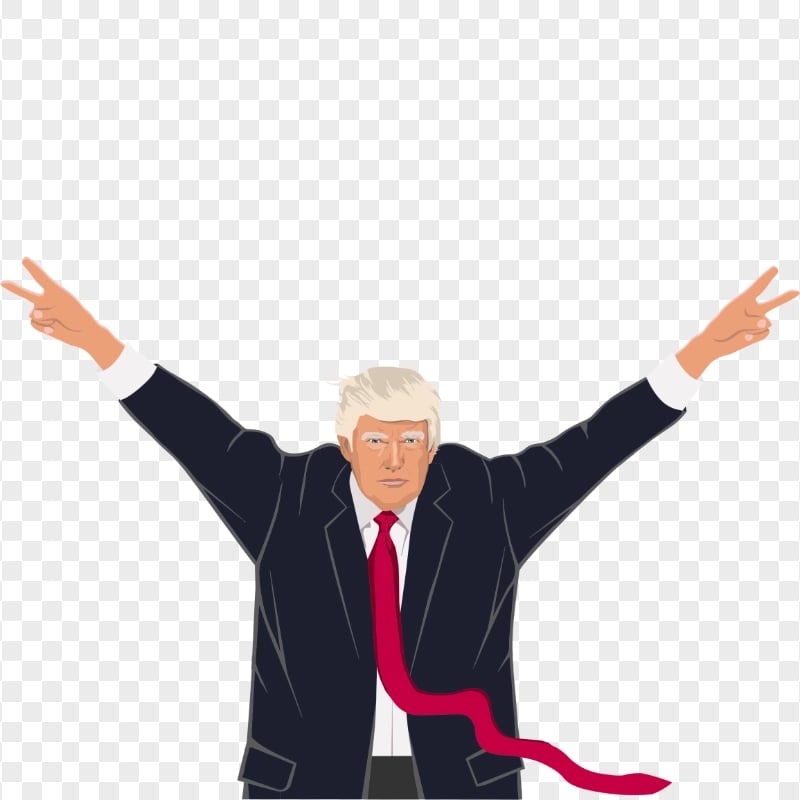 Standing Trump Peace Hand Sign Cartoon | Citypng