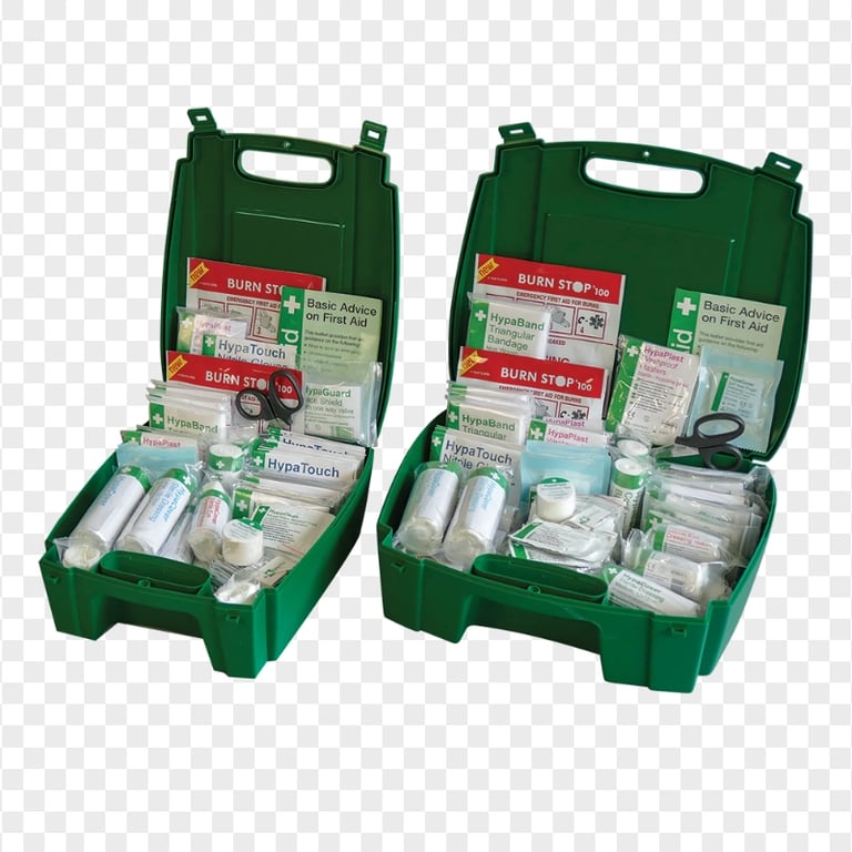 Two Opened Green Evolution First Aid Kit Bags | Citypng