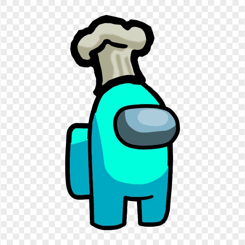 HD Cyan Among Us Crewmate Character With Chef Hat PNG | Citypng