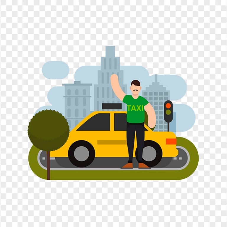 Cartoon Taxi Driver Say Hello Icon PNG | Citypng
