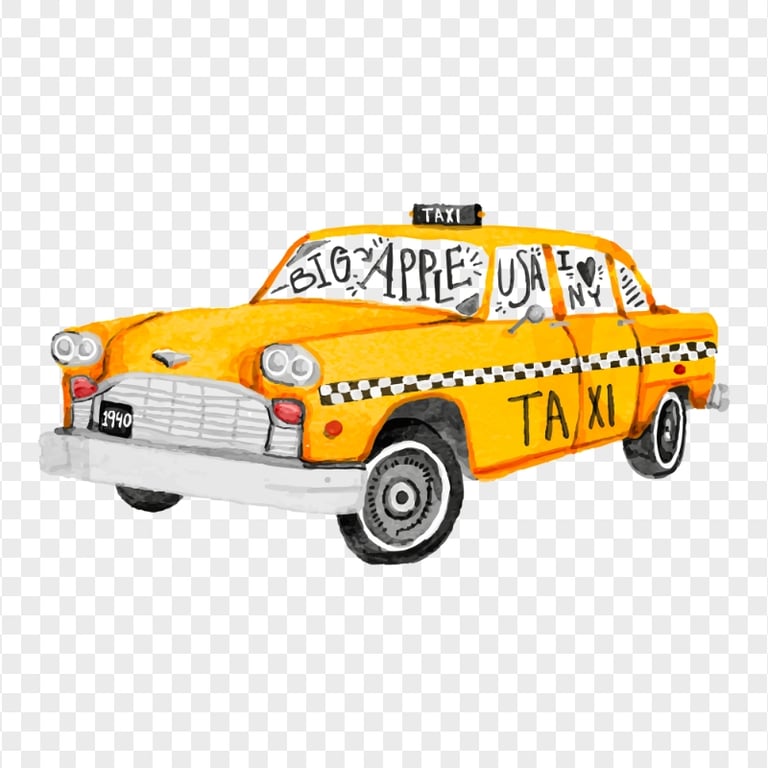 HD Yellow Cab Checker Watercolor Artwork PNG | Citypng