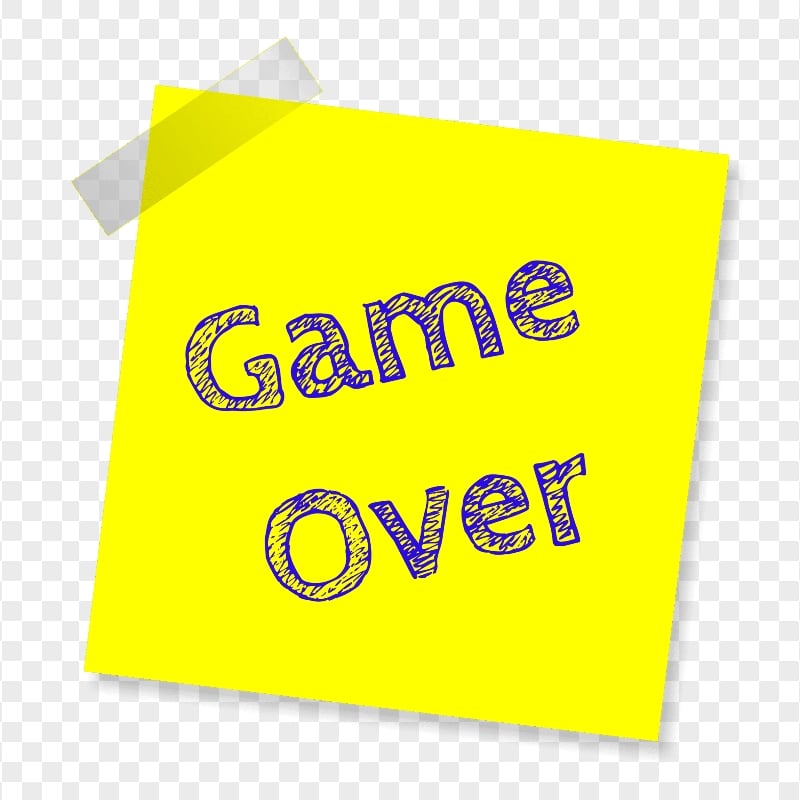 HD Game Over Yellow Sticky Post Note Transparent PNG | Citypng