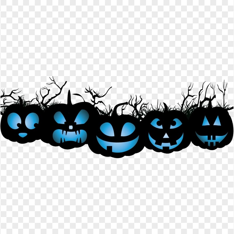 HD Halloween Blue Pumpkins Jack O Lantern PNG | Citypng