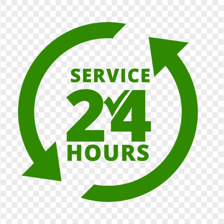 24 Hours Service Green Logo Icon Sign PNG | Citypng