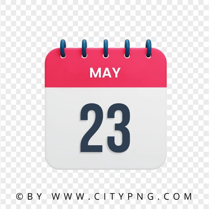 HD May 23th Date Red & White Icon Calendar Transparent PNG | Citypng
