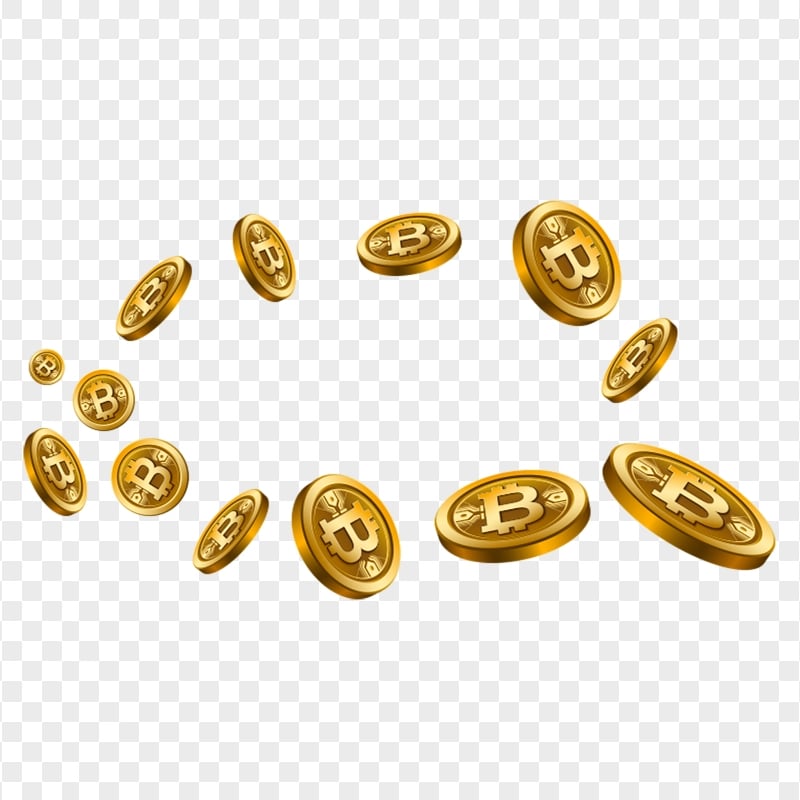 HD Group Of Bictoin Coins Floating PNG | Citypng