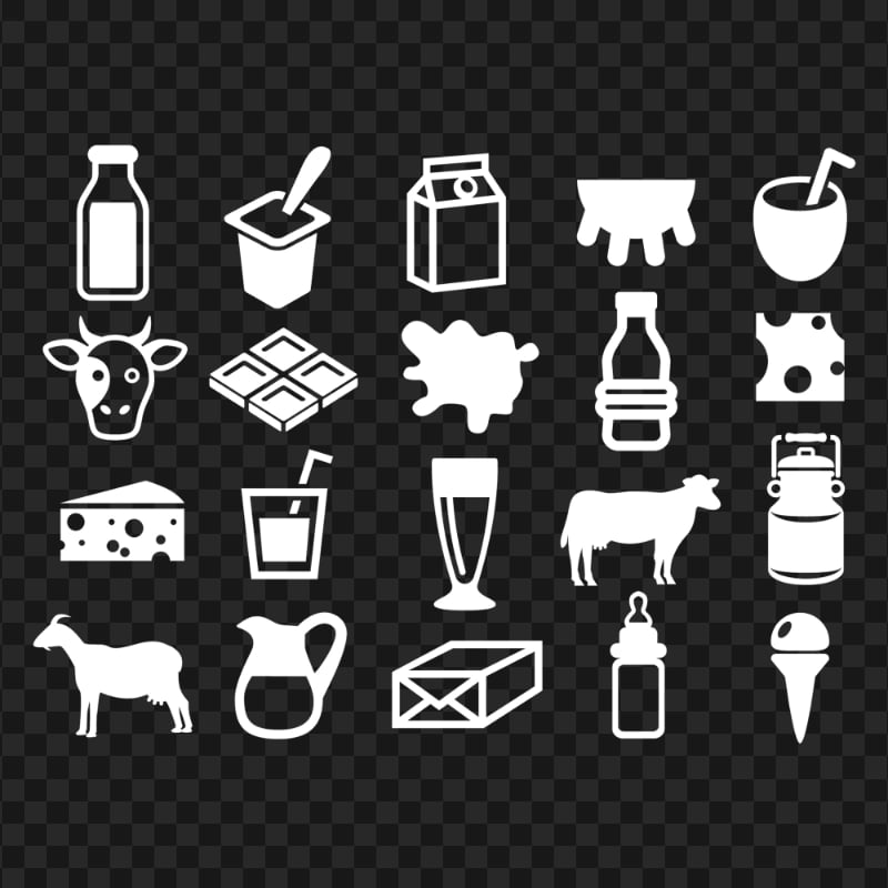 HD White Collection Of Milk Icons PNG | Citypng