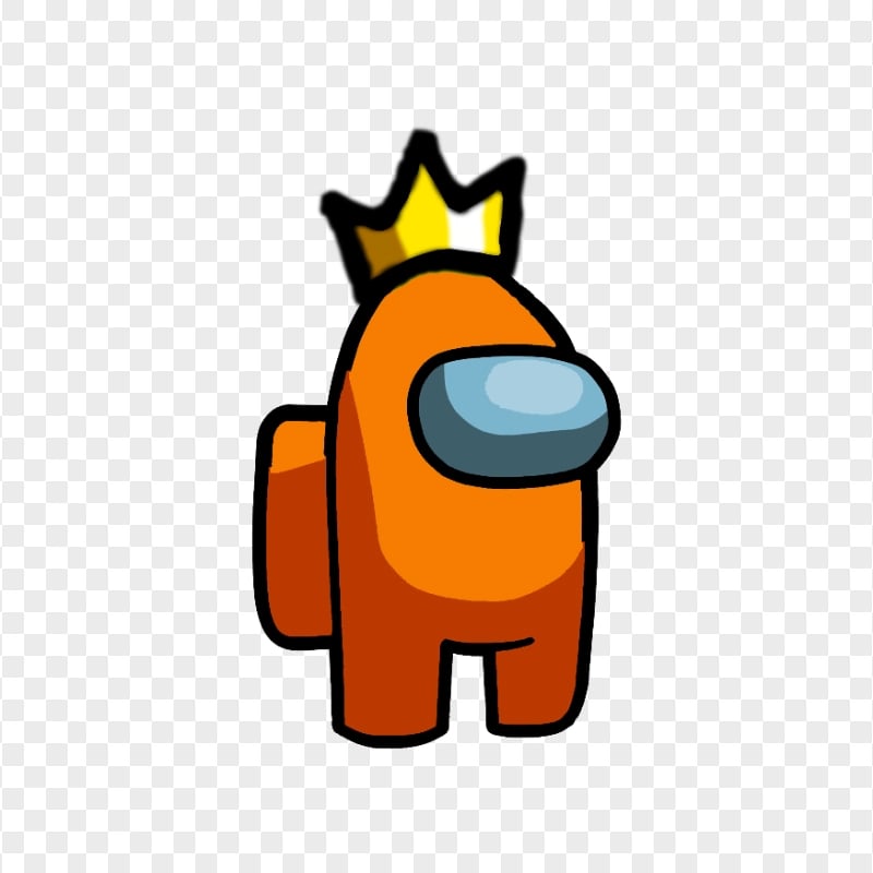 HD Orange Among Us Crewmate Character With Crown Hat On Top PNG | Citypng