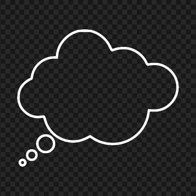 HD White Outline Thinking Speech Cloud PNG | Citypng