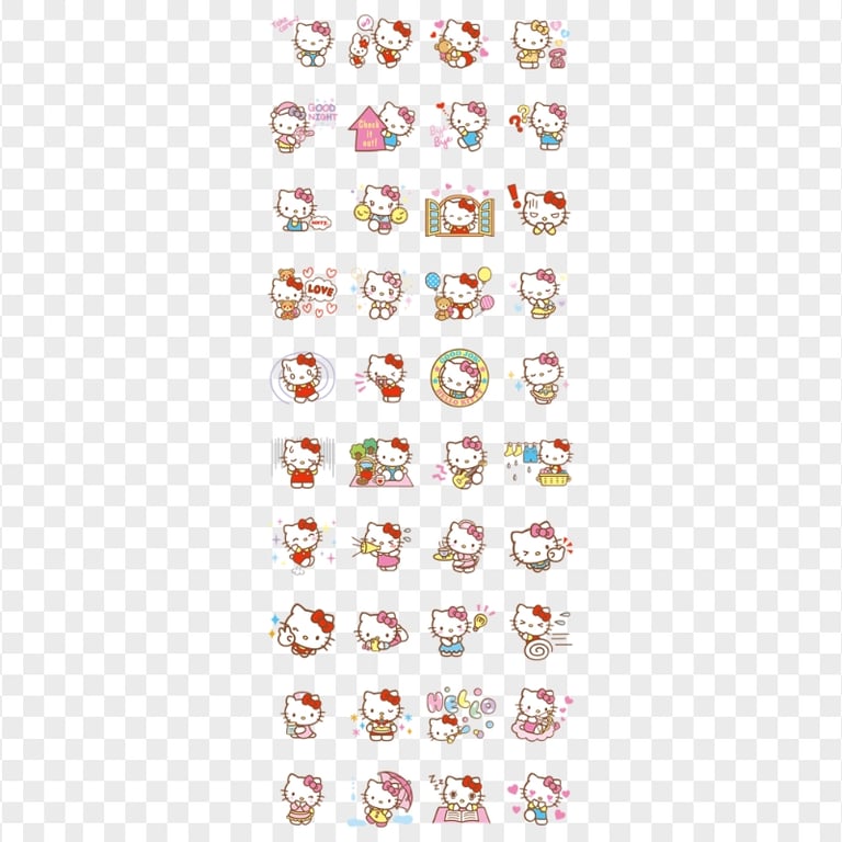 Set Of Hello Kitty Cute Stickers HD Transparent Background | Citypng