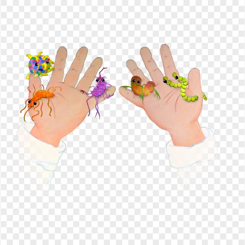Two Hands Infection Bacteria Germs Cartoon | Citypng