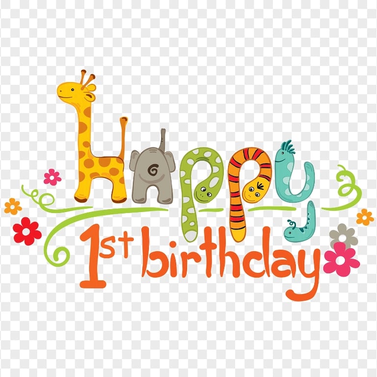 Happy 1st Birthday Cartoon Animals PNG | Citypng
