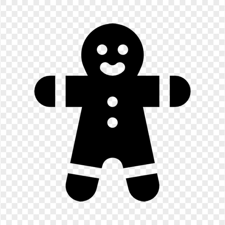 Black Icon Of Gingerbread Man PNG | Citypng