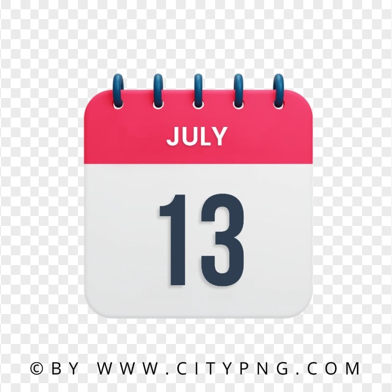 July 13th Date Vector Calendar Icon Transparent Background | Citypng