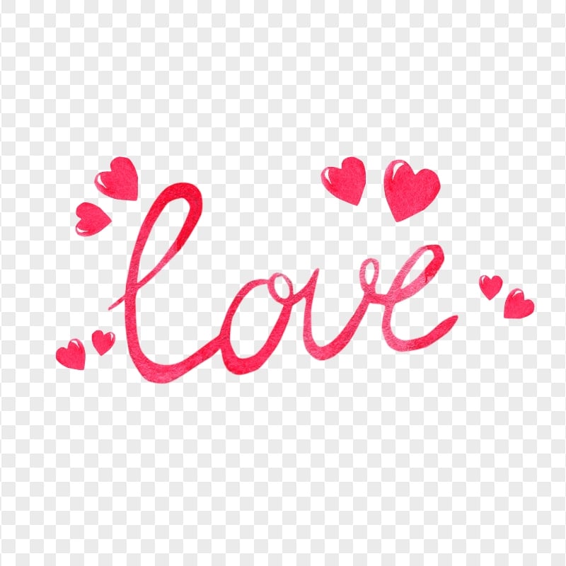 PNG Watercolor Red Love Word With Hearts Valentine | Citypng