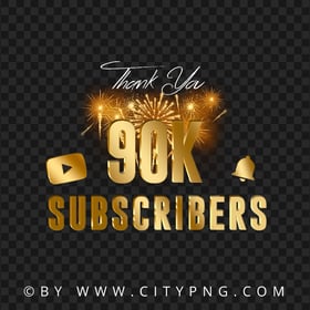 90K Subscribers Golden Balloon Effect PNG Image | Citypng