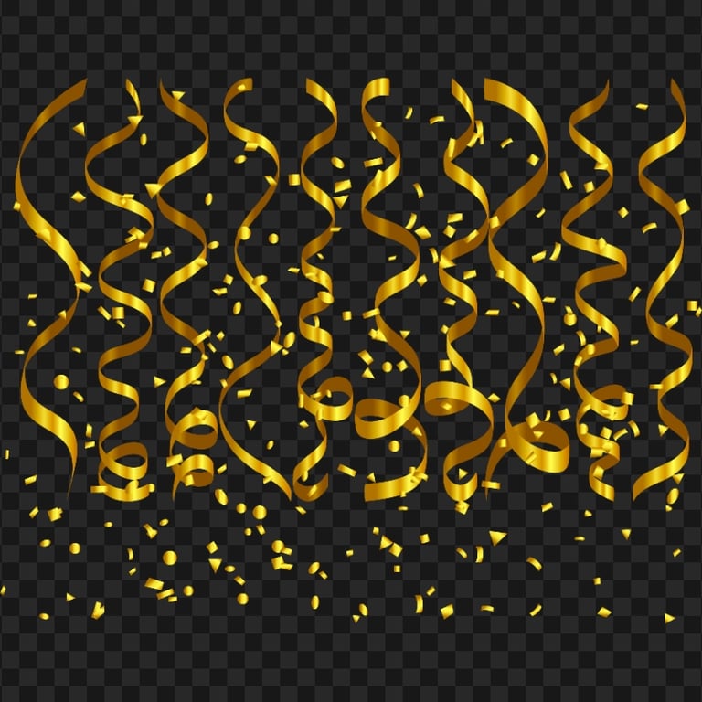 Yellow Gold Streamers Confetti Party Celebration PNG | Citypng