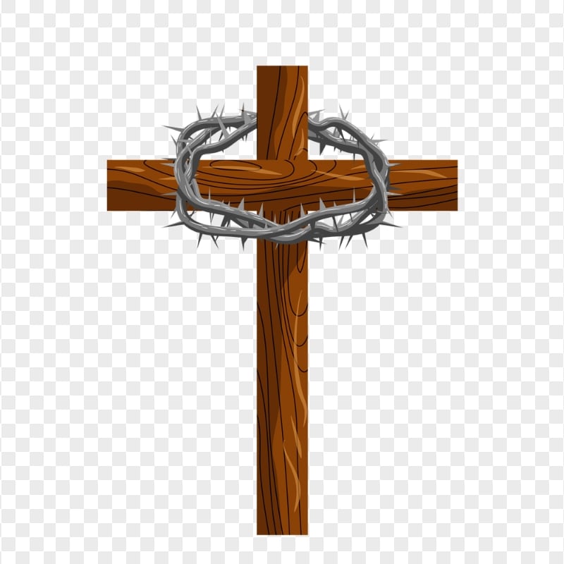 Wooden Cartoon Cross Christ Metal Crown Of Thorns | Citypng