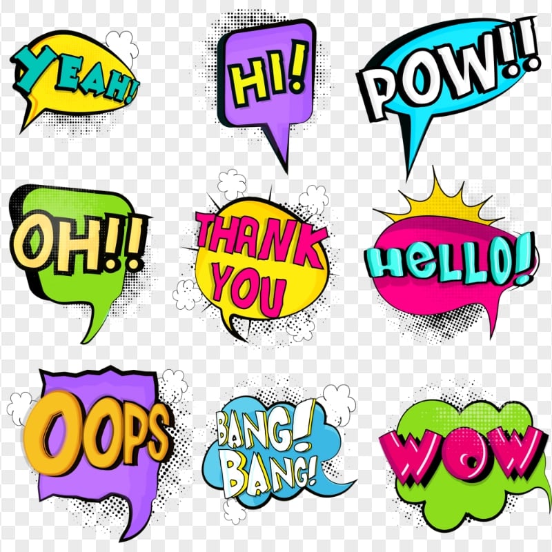 Yeah Oh Pow Hi Thank You Hello Oops | Citypng