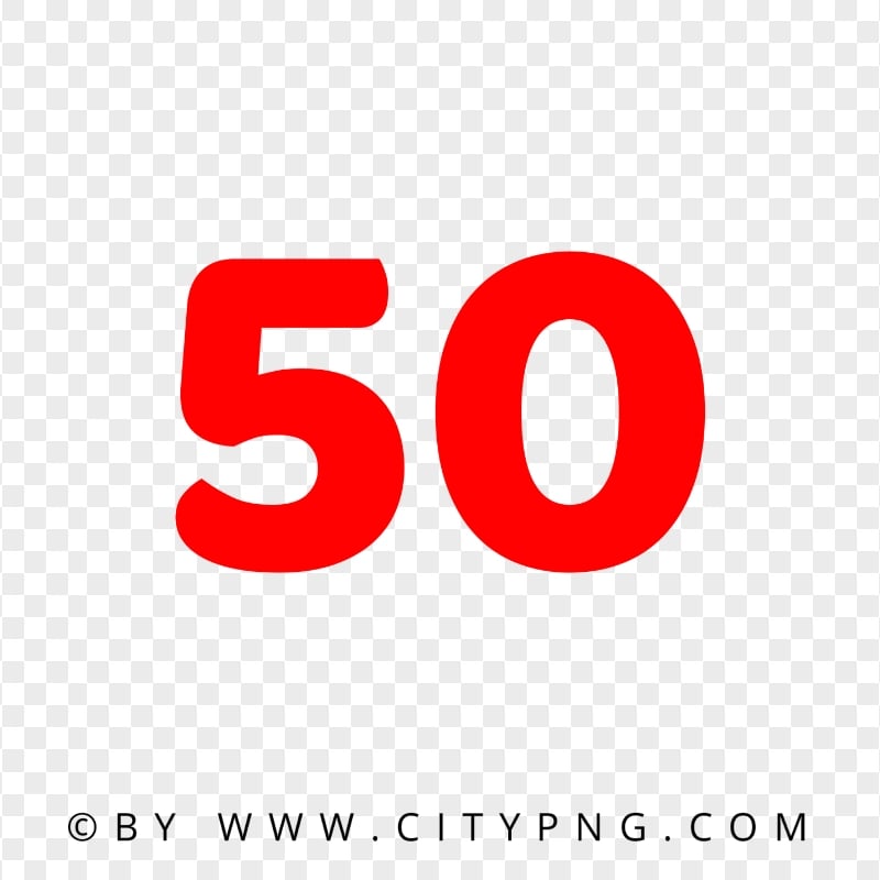 HD Red 50 Text Number Transparent Background | Citypng