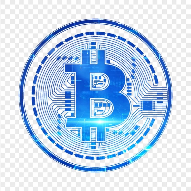 HD Blue BTC Bitcoin Crypto Blockchain Coin Icon PNG | Citypng