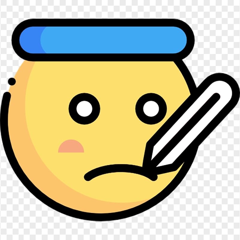 Flat Yellow Emoji Feels Sick With Thermometer Icon | Citypng