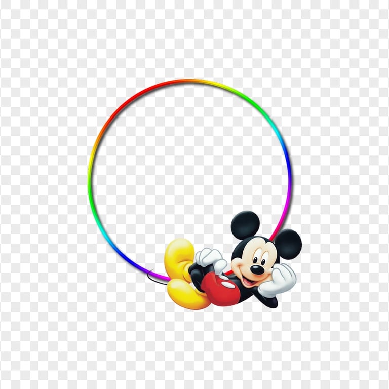Mickey Mouse Laying In Circle Frame PNG | Citypng
