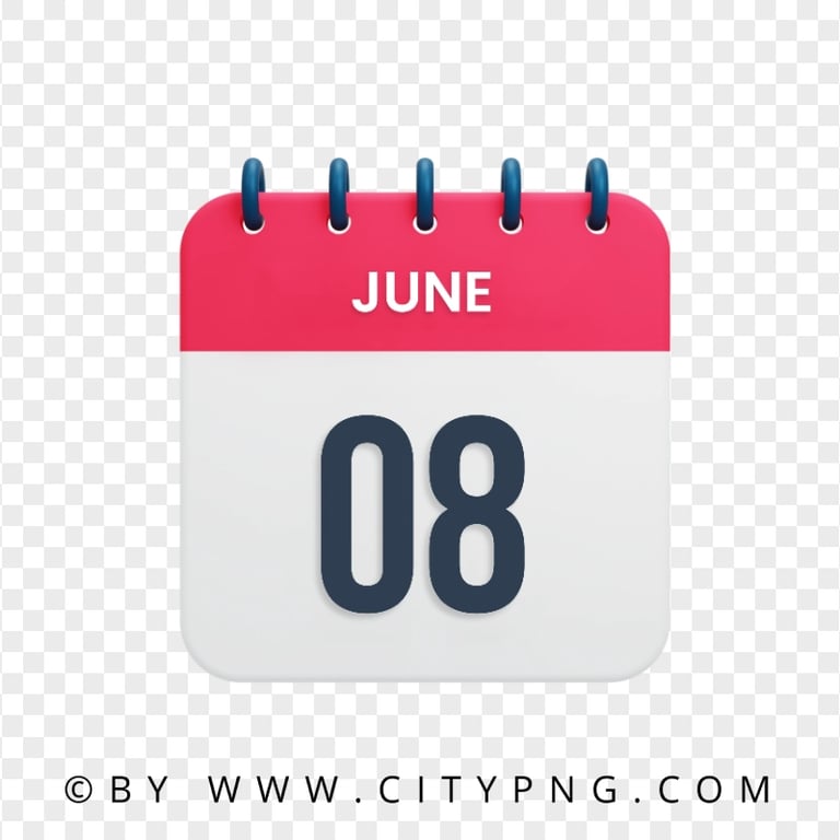 June 8th Date Vector Calendar Icon HD Transparent Background | Citypng