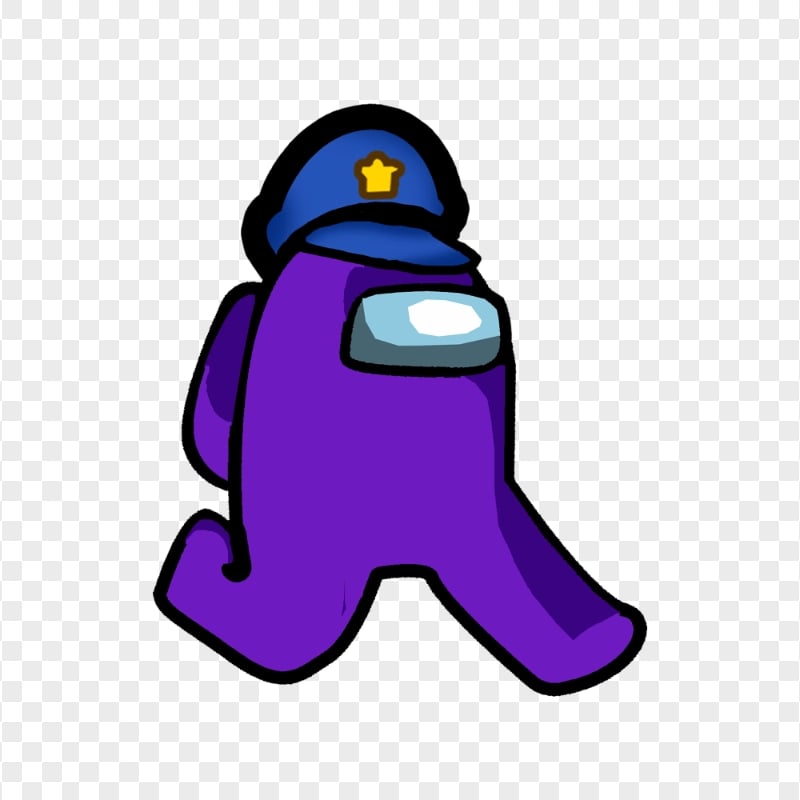 HD Purple Among Us Character Walking With Police Hat PNG | Citypng