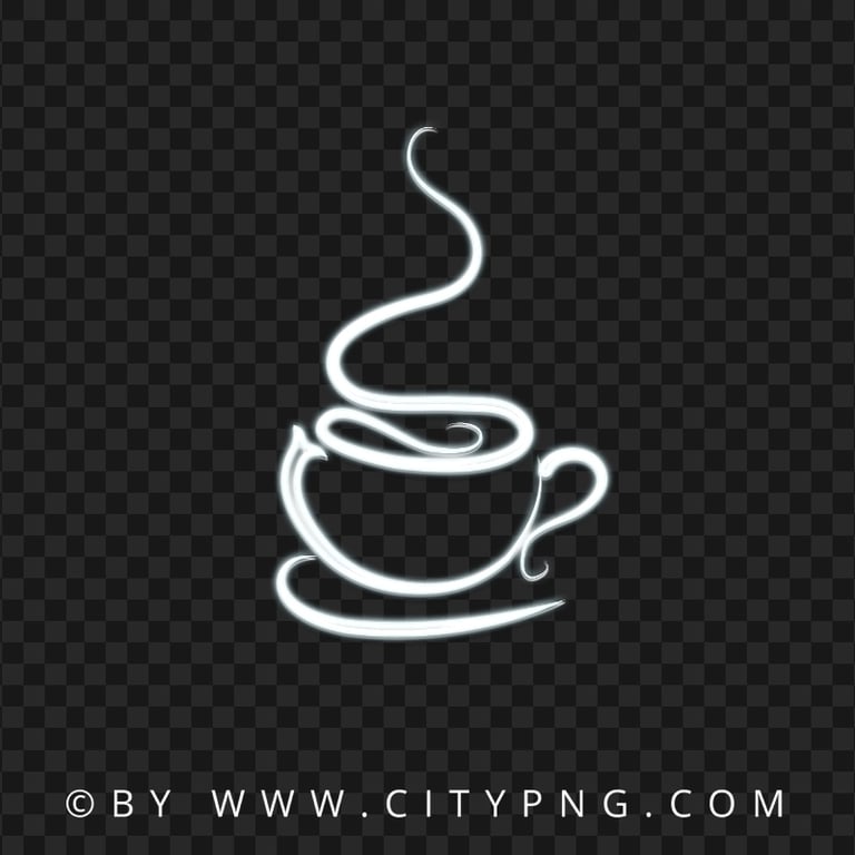 HD PNG White Neon Light Coffee Mug Cup | Citypng