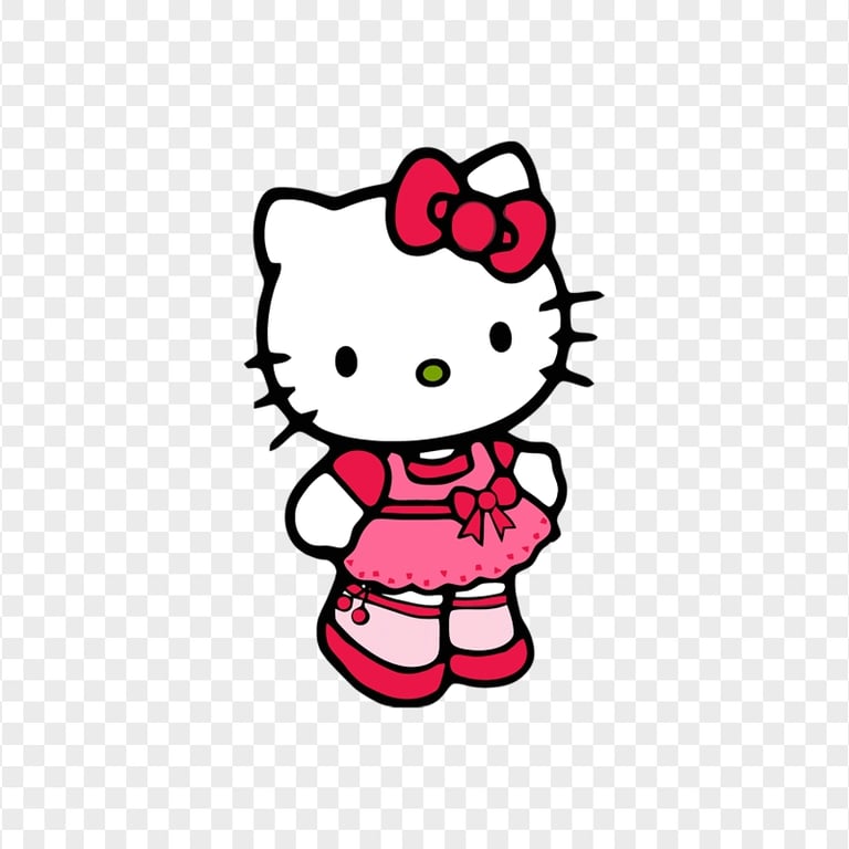 HD PNG Cute Hello Kitty with Pink Dress Illustration | Citypng