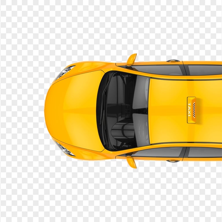 Cartoon Illustration Yellow Taxi Cab Top View PNG | Citypng