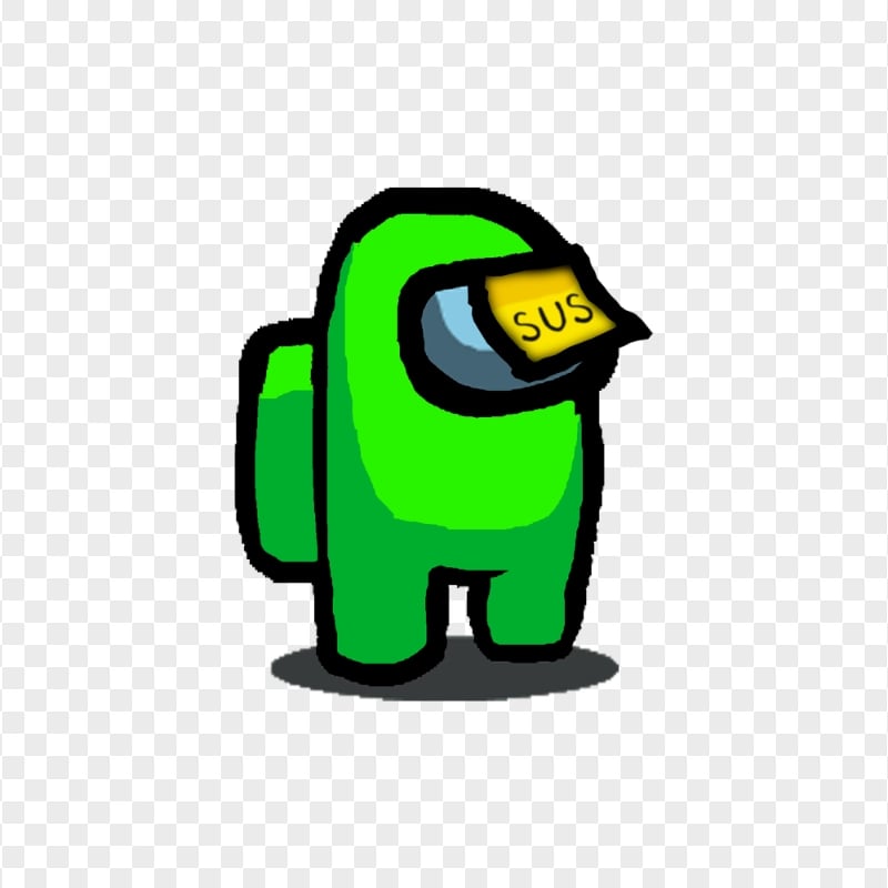 HD Among Us Lime Crewmate Character With Sus Sticky Note Hat PNG | Citypng