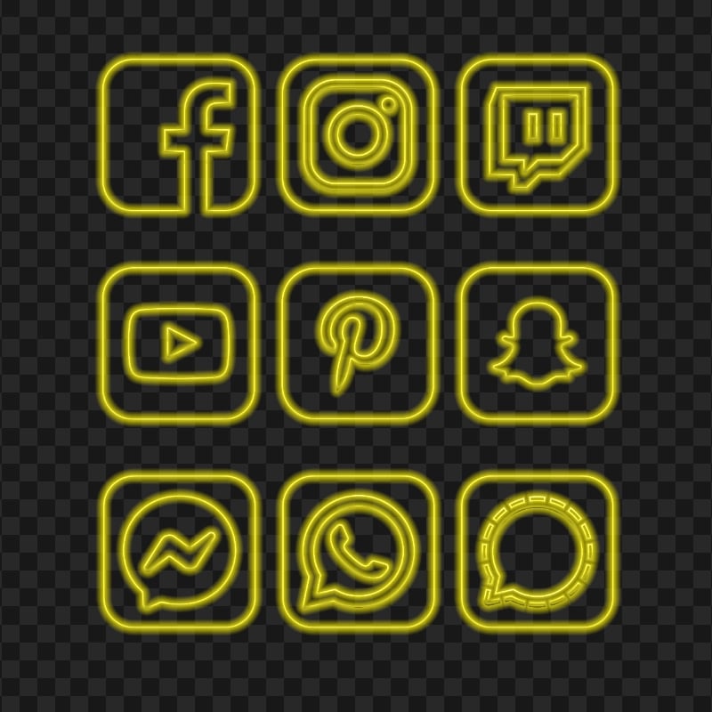 HD Yellow Neon Social Media Square Icons PNG | Citypng