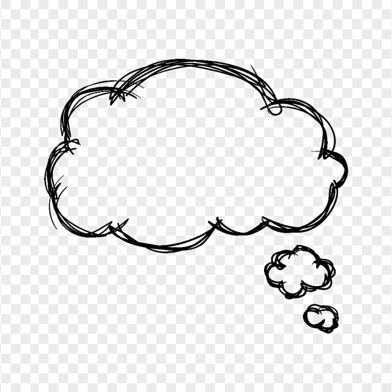 HD Black Sketch Drawing Cloud Thinking PNG | Citypng