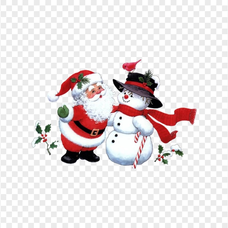 Christmas Santa & Snowman Watercolor Painting PNG | Citypng