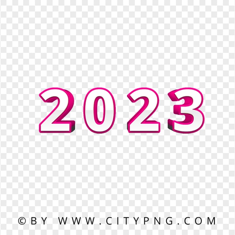 2023 Pink & White 3D Text Logo PNG | Citypng