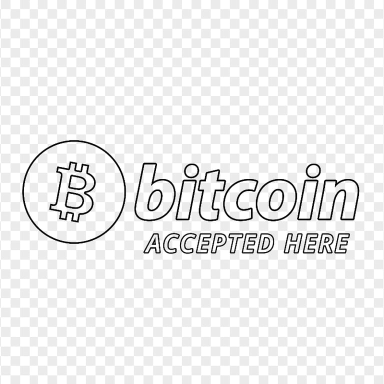 HD Bitcoin Accepted Here Orange Outline Logo Sign PNG | Citypng