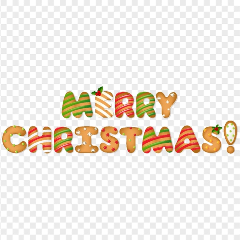 HD Merry Christmas Words Gingerbread Style PNG | Citypng