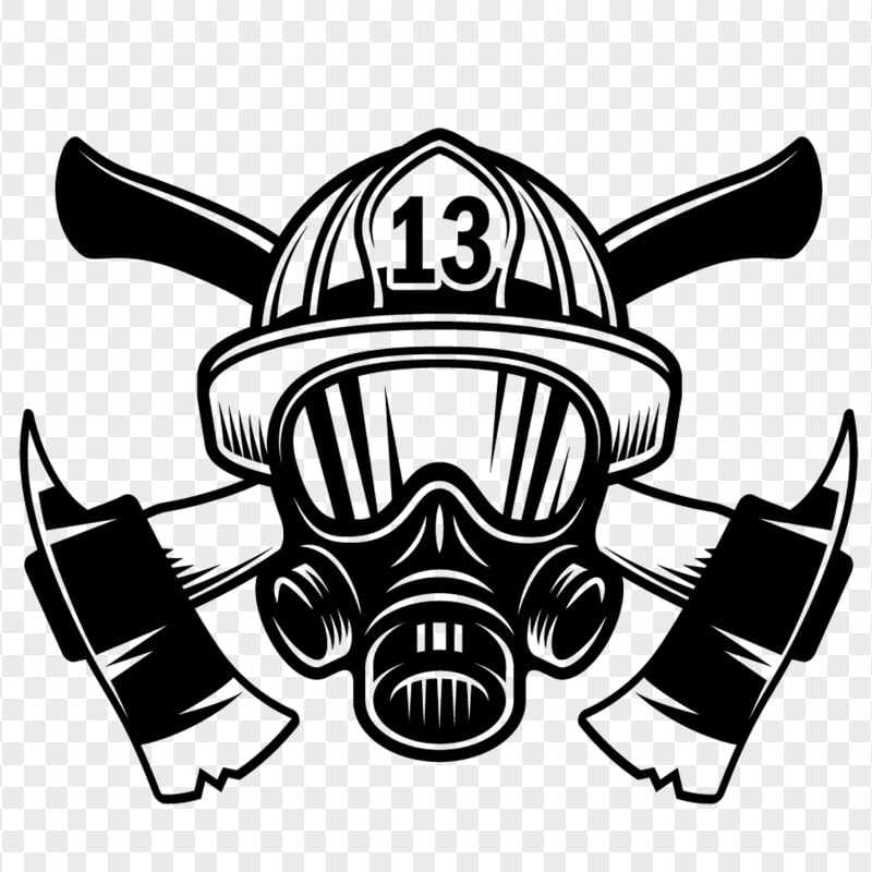 HD Black Fireman Firefighter Mask With Axe Logo PNG | Citypng
