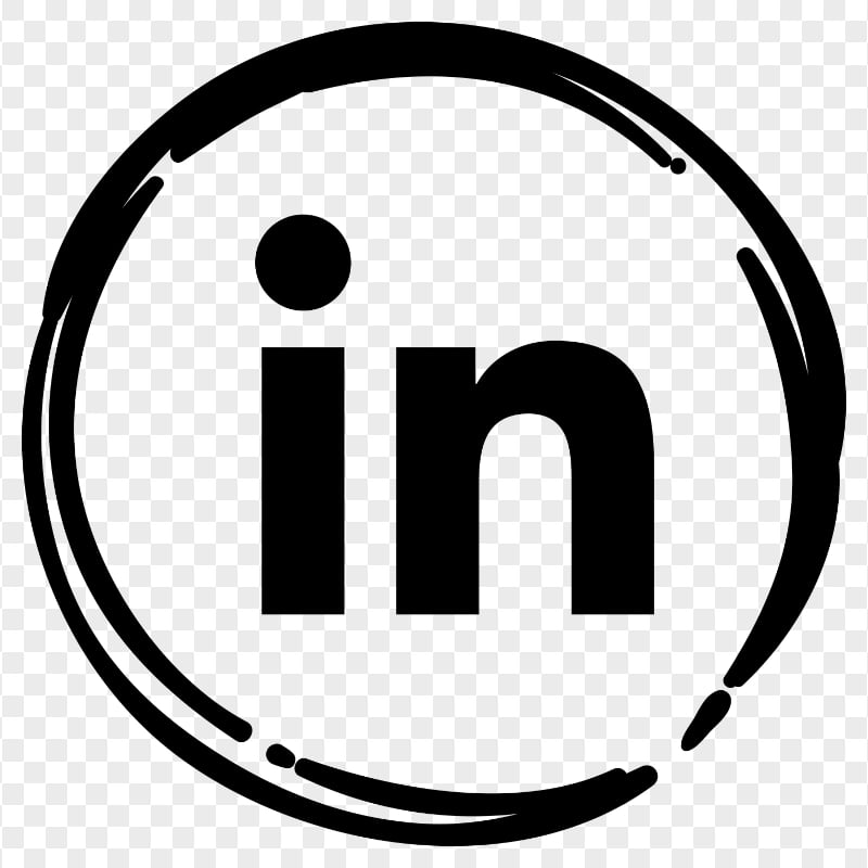 HD Round Linkedin Black Hand Drawn Icon PNG | Citypng