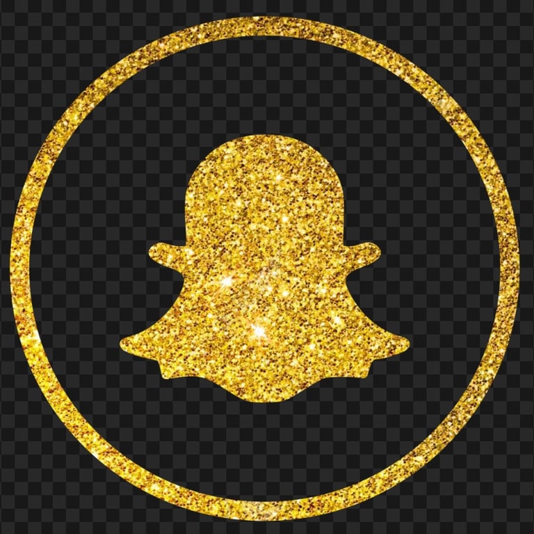 Yellow Golden Glitter Round Outline Snapchat Logo Icon PNG | Citypng