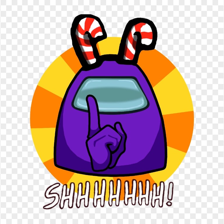 HD Purple Among Us Crewmate Shhh Logo With Candy Cane Hat PNG | Citypng