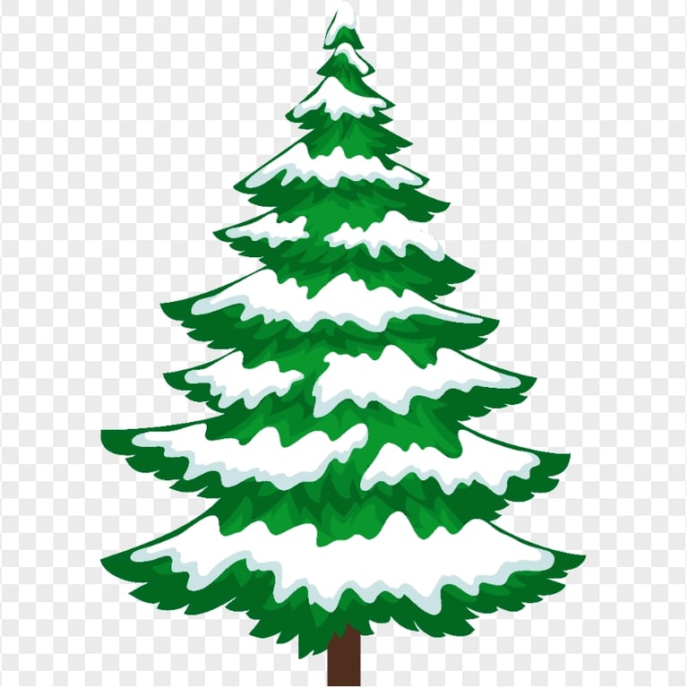 Cartoon Illustration Christmas Snowy Tree FREE PNG | Citypng