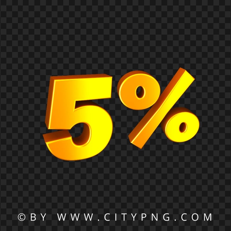 HD 5% Five Percent Yellow Orange Text PNG | Citypng