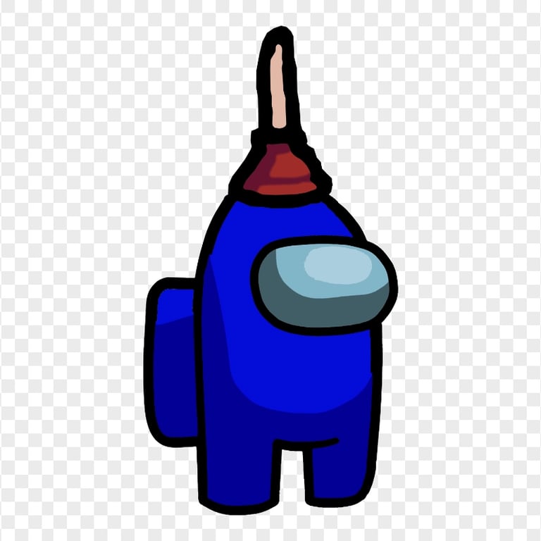 HD Blue Among Us Character With Plunger Hat PNG | Citypng