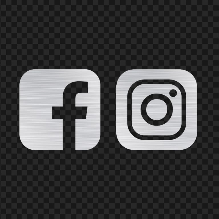 HD Facebook Instagram Silver Metal Brushed Square Logos Icons PNG | Citypng